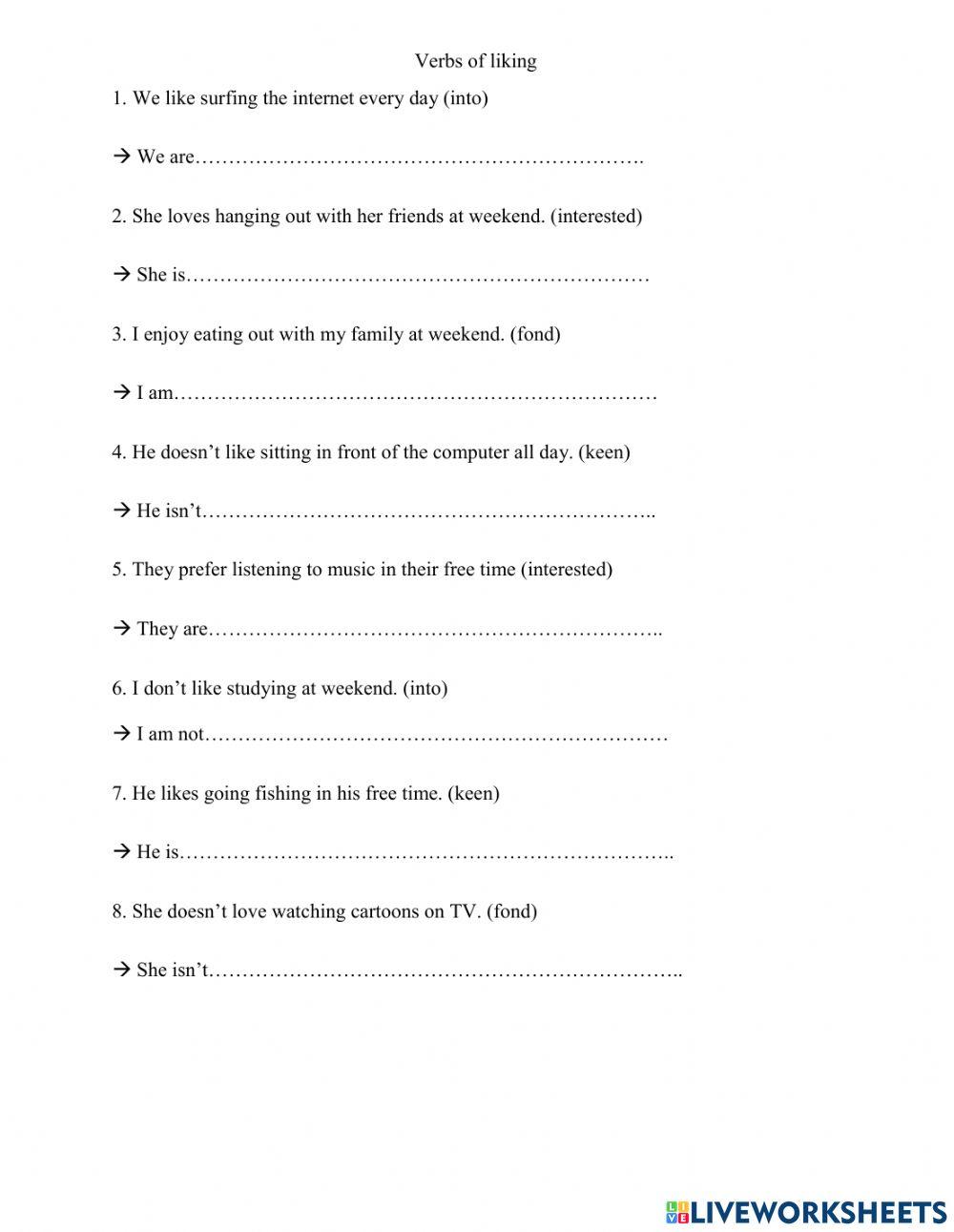 Lop 4- verbs of liking 2007777 | Lê Thị Thúy