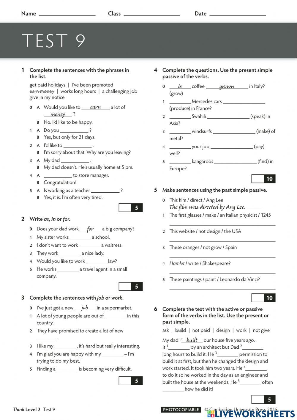 Think 2 Unit 9 online exercise for | Live Worksheets