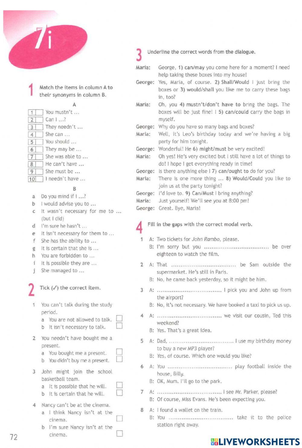spotlight 8 7i wb online exercise for | Live Worksheets