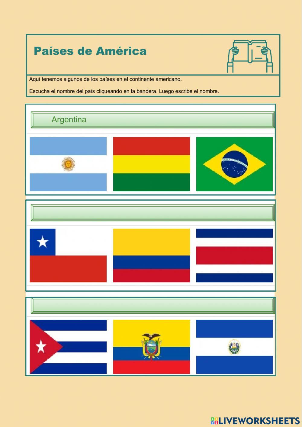 Paises de Améri… | Free Interactive Worksheets | 2008074