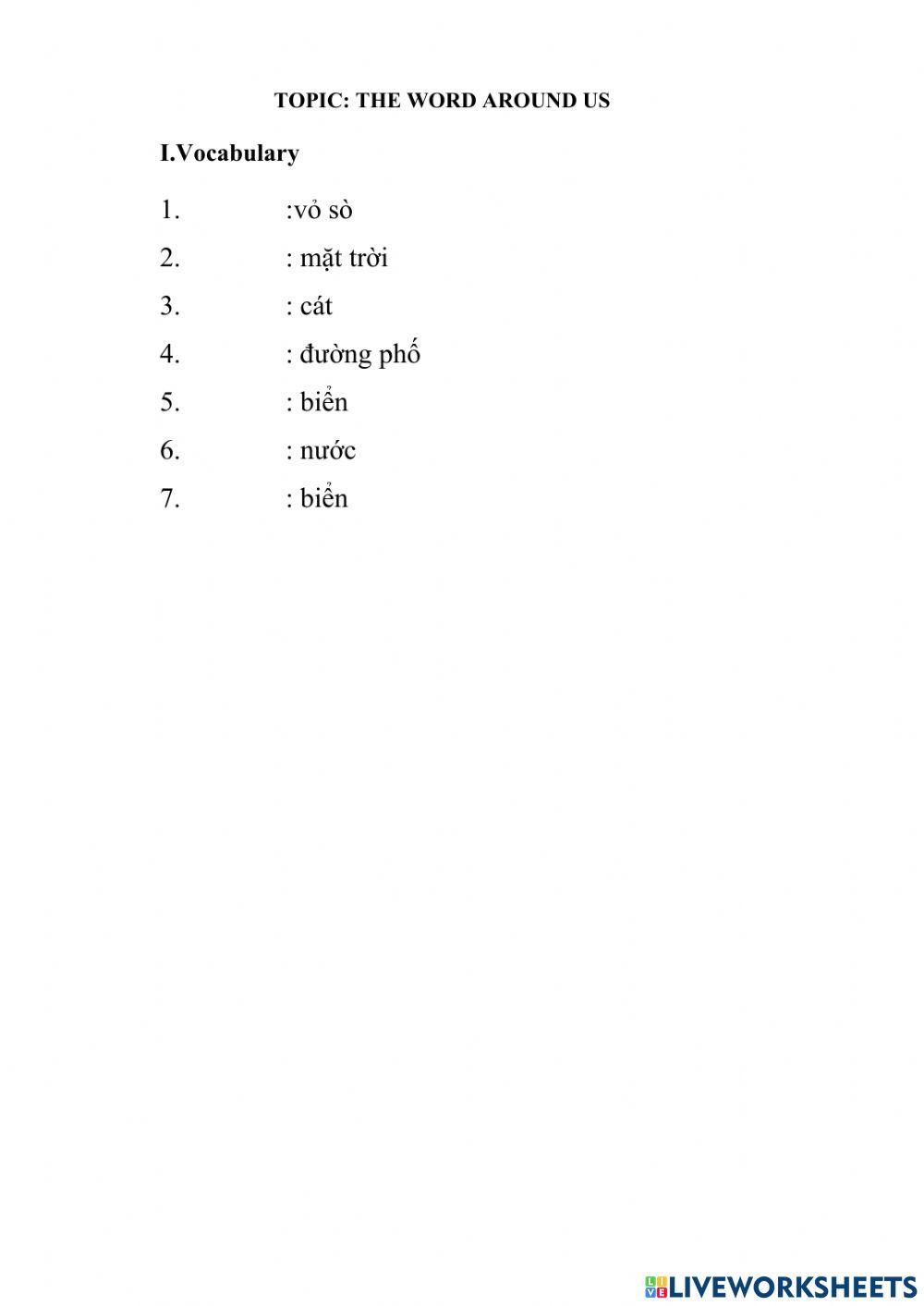 The word around us interactive worksheet | Live Worksheets