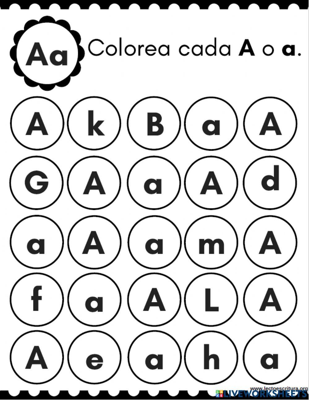 La vocal A-a worksheet | Live Worksheets