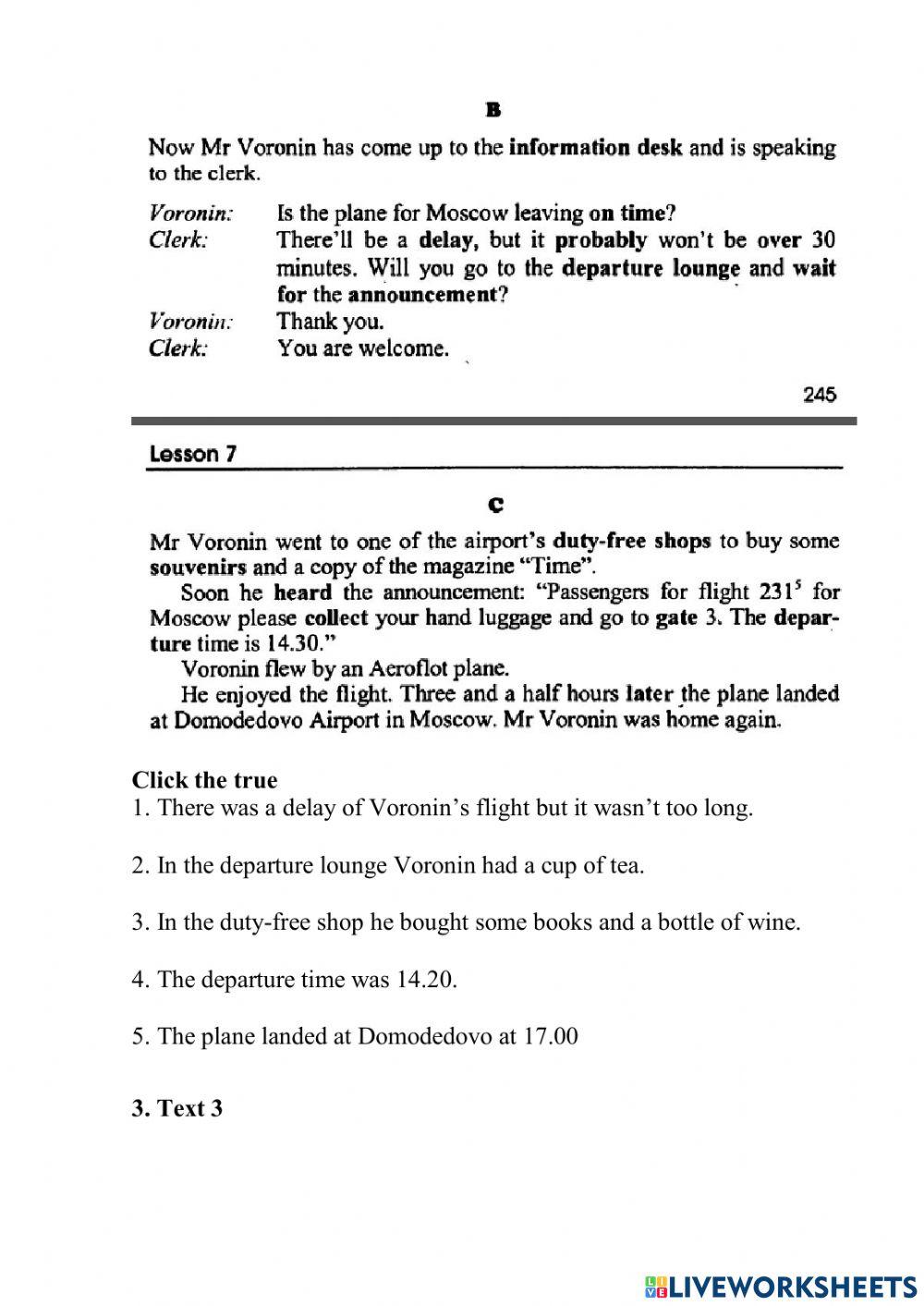 At the Airport interactive activity for 1 | Live Worksheets