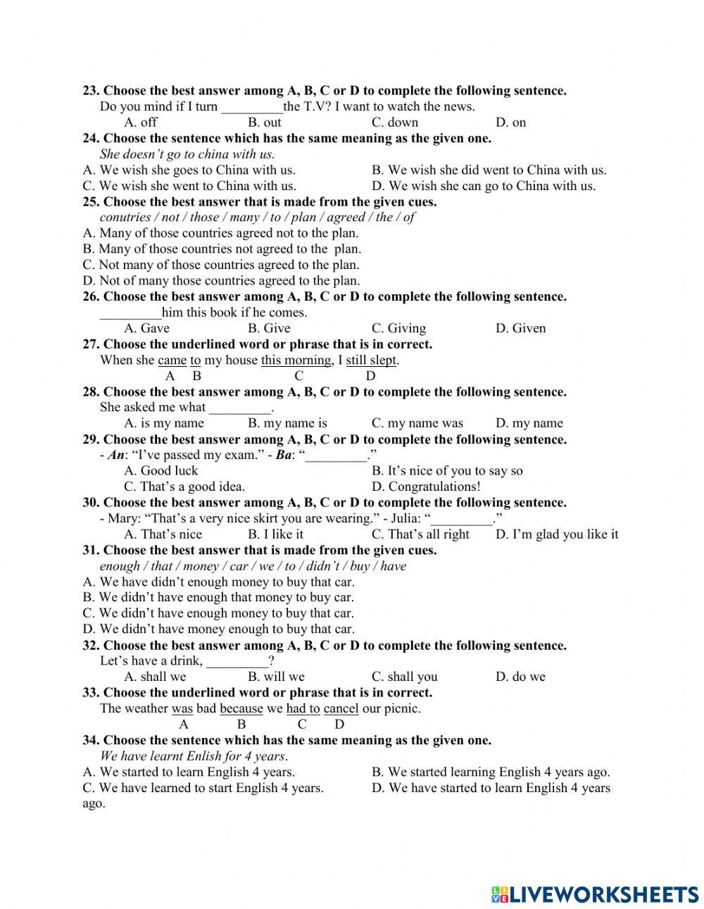 De luyen tap | Free Interactive Worksheets | 2010316