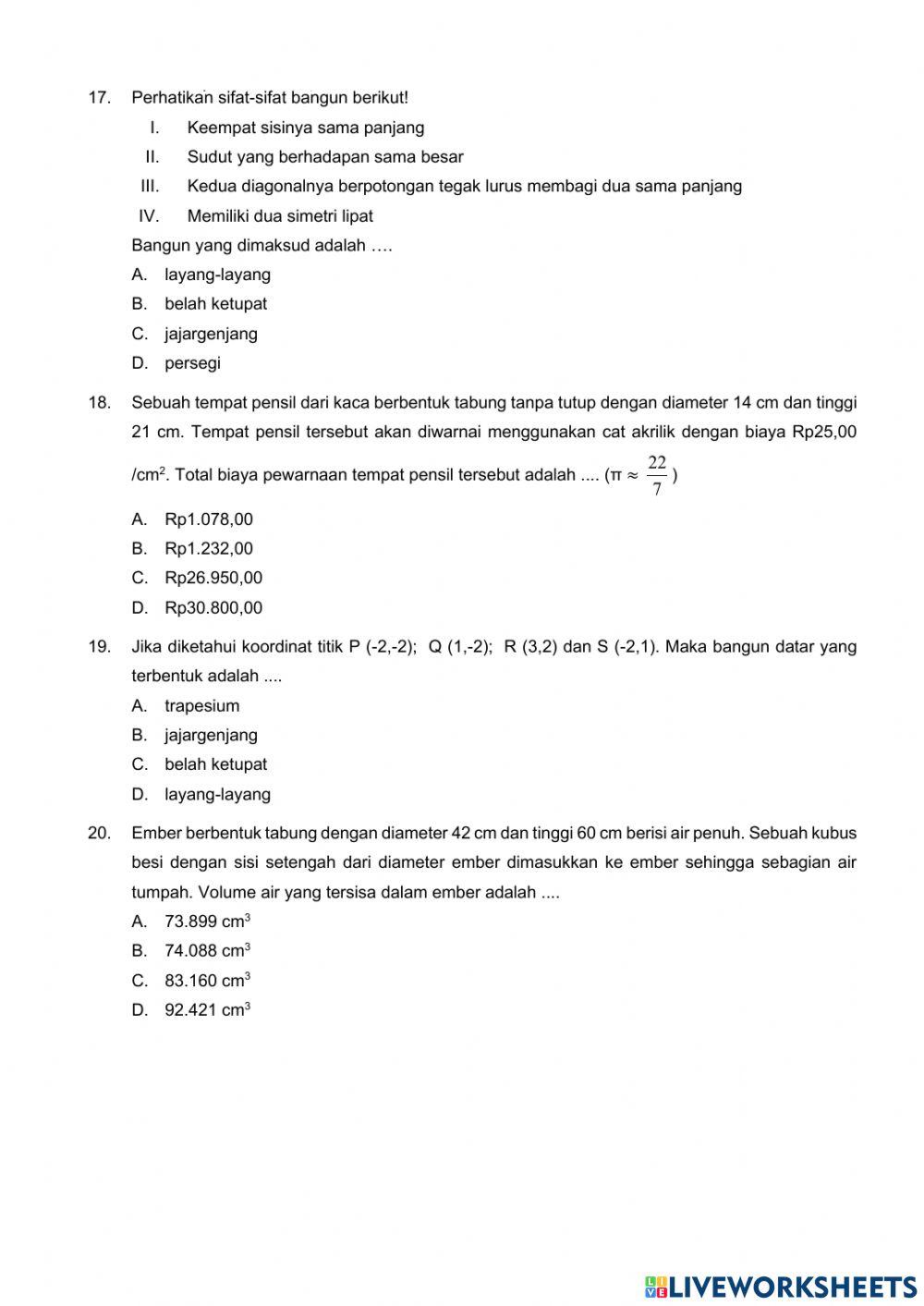 Lat soal interactive worksheet | Live Worksheets