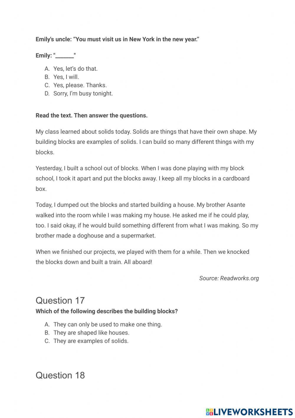 Đề NTT số 7 online exercise for | Live Worksheets