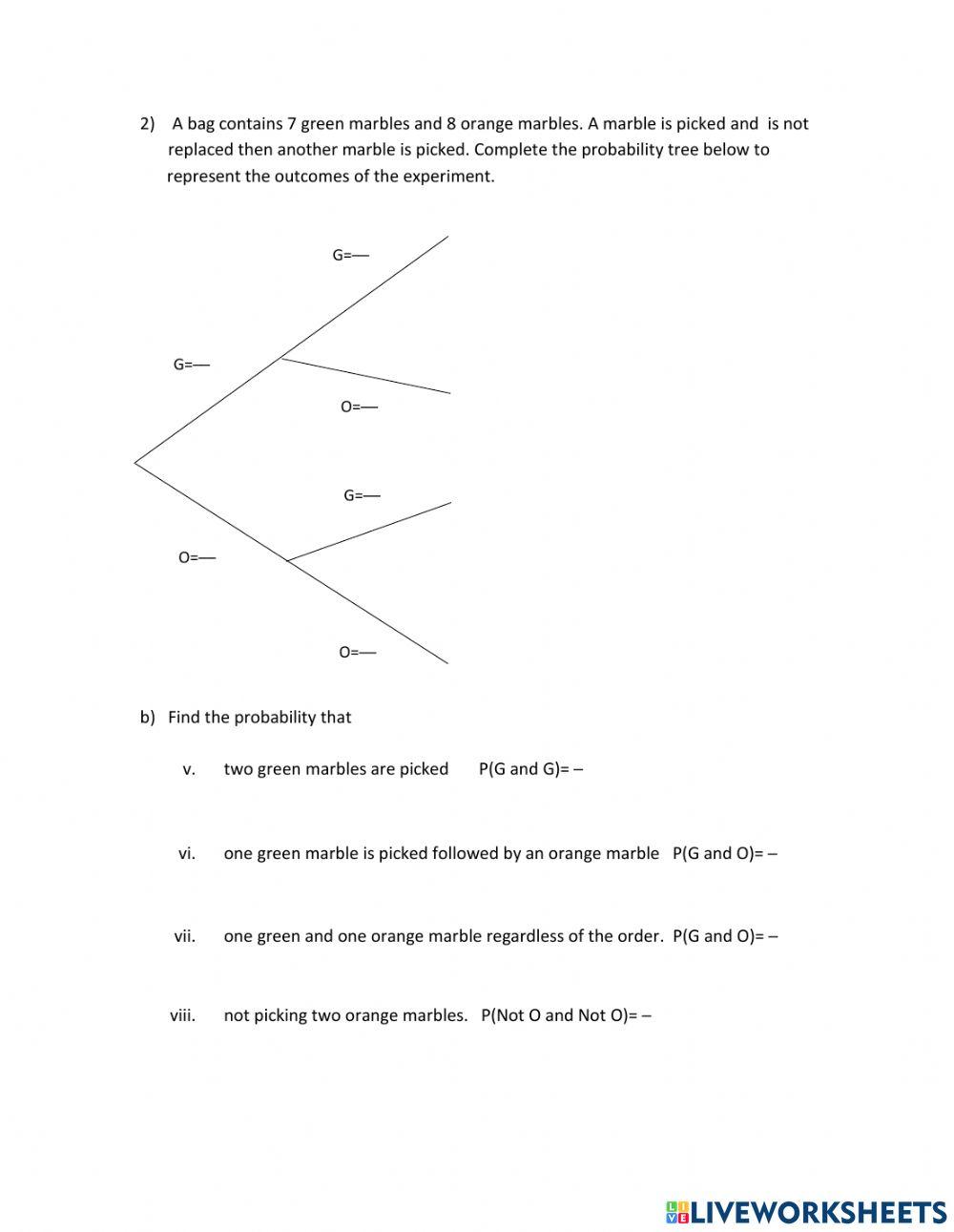 Combined Probability worksheet | Live Worksheets