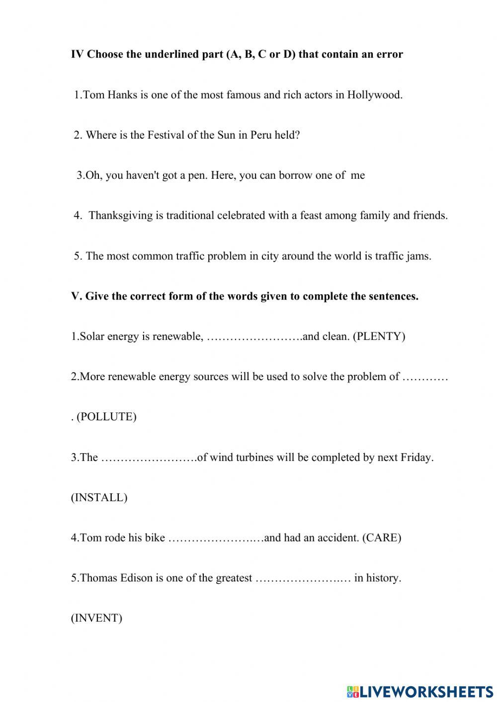 REVISION E7 online exercise for | Live Worksheets