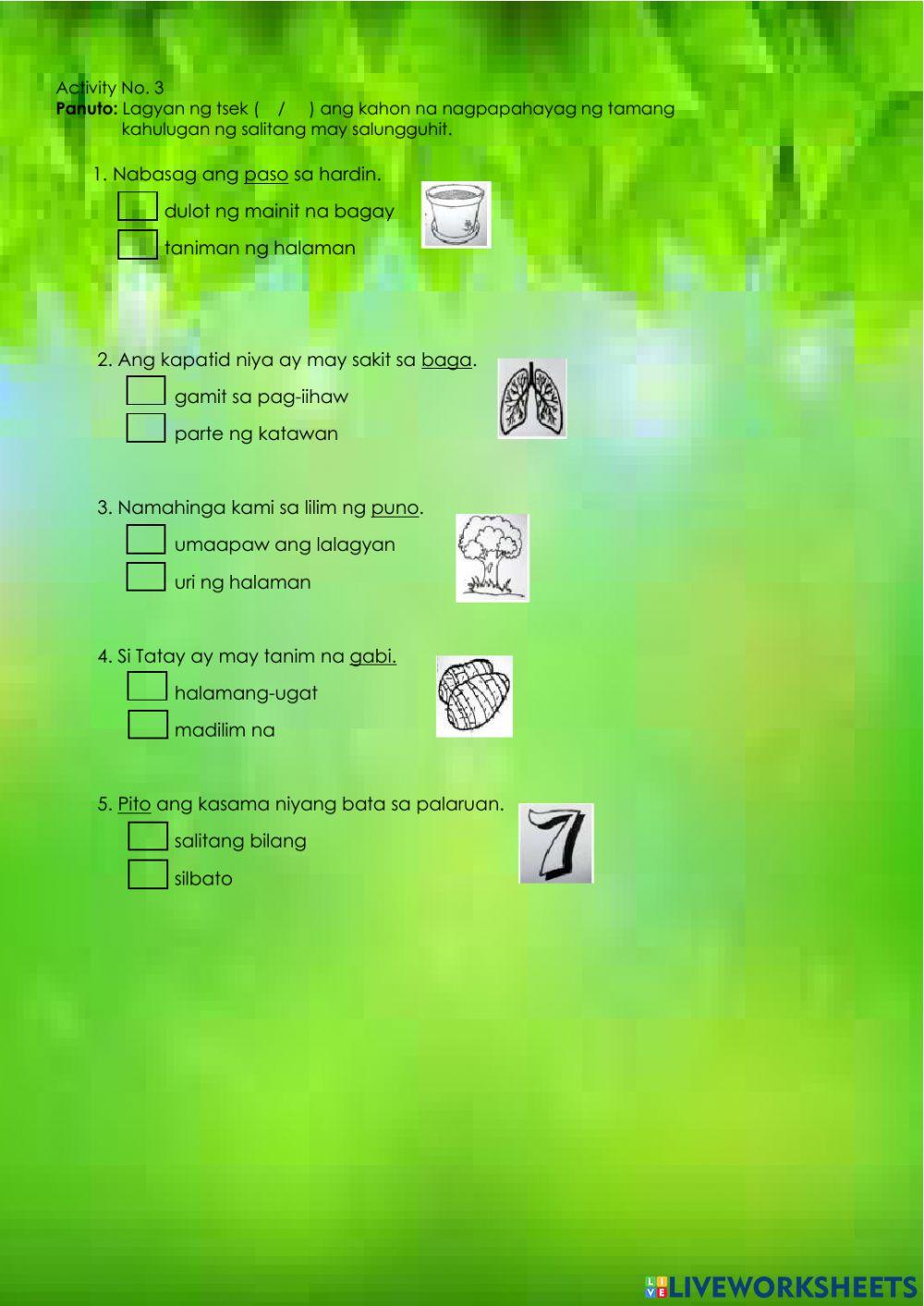 Mga Salitang Magkasingkahulugan Live Worksheets Nbkomputer