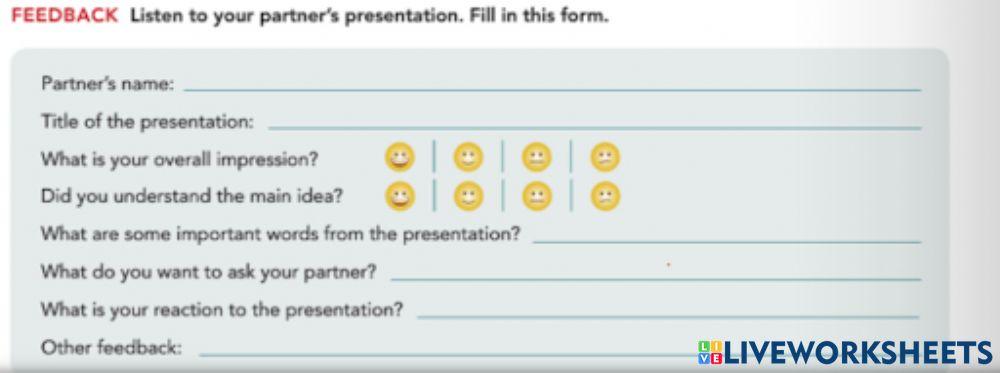 Co-evaluation for oral production online exercise for | Live Worksheets