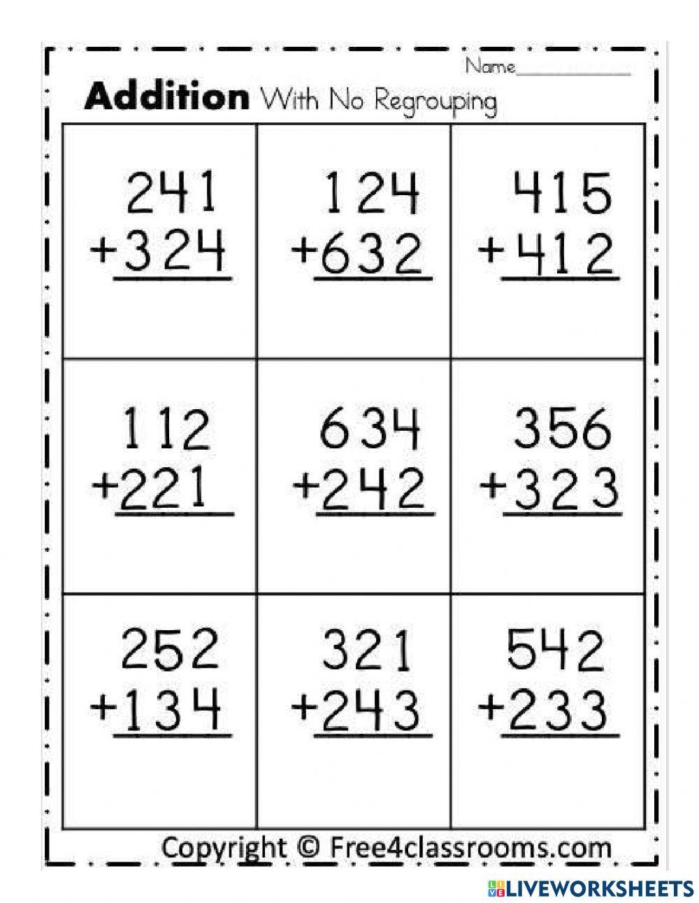 Adding Three digit Numbers Worksheet Live Worksheets adding-three-digit-numbers-worksheet-live-worksheets