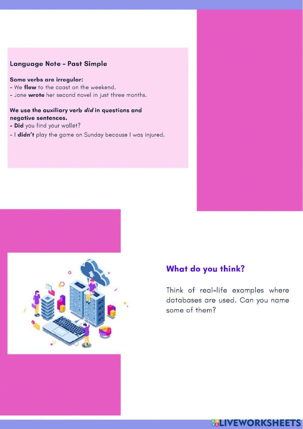 2022 Unit 2 reading 2 Databases worksheet | Live Worksheets