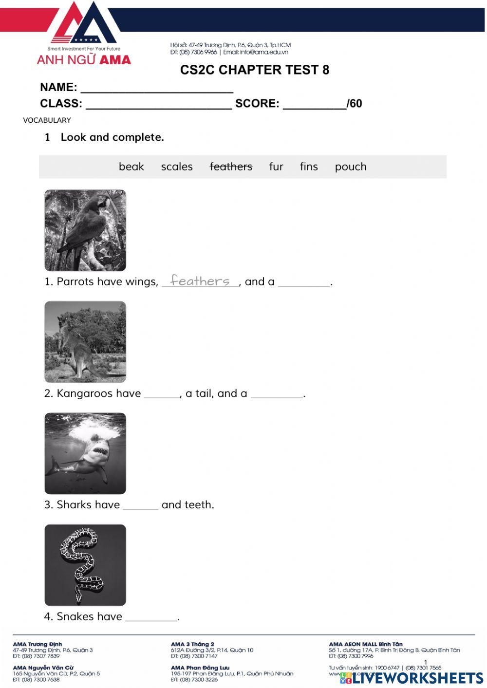 CS2C - CHAPTER 8 TEST worksheet | Live Worksheets