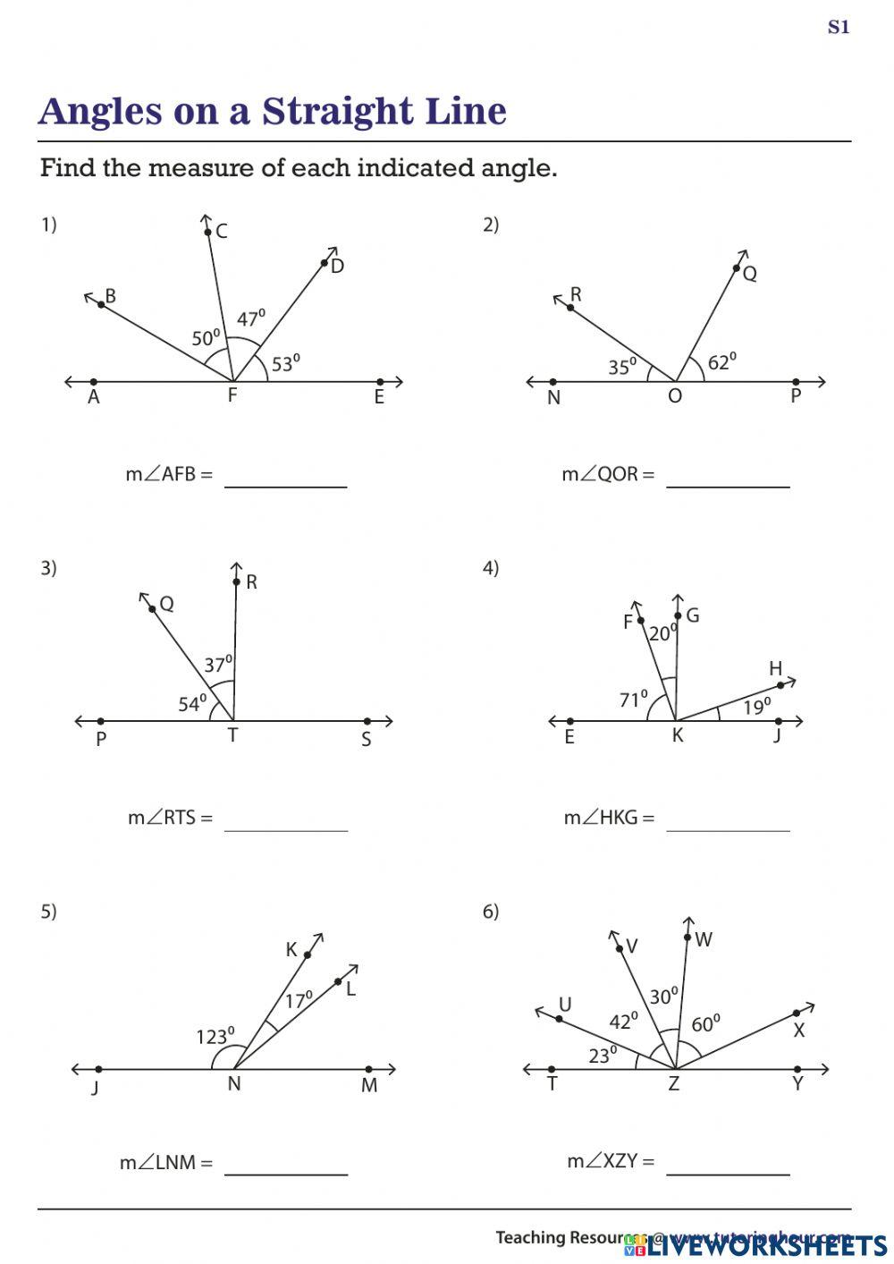 Angles on a Str… | Free Interactive Worksheets | 2009757