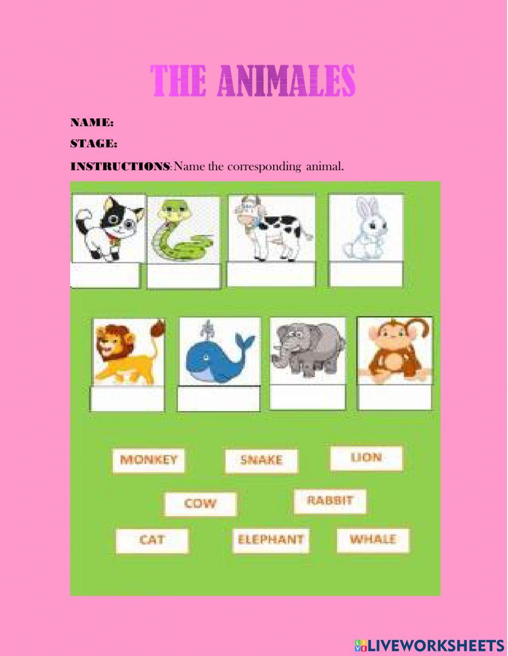 The animals interactive activity for 4 a 10 | Live Worksheets