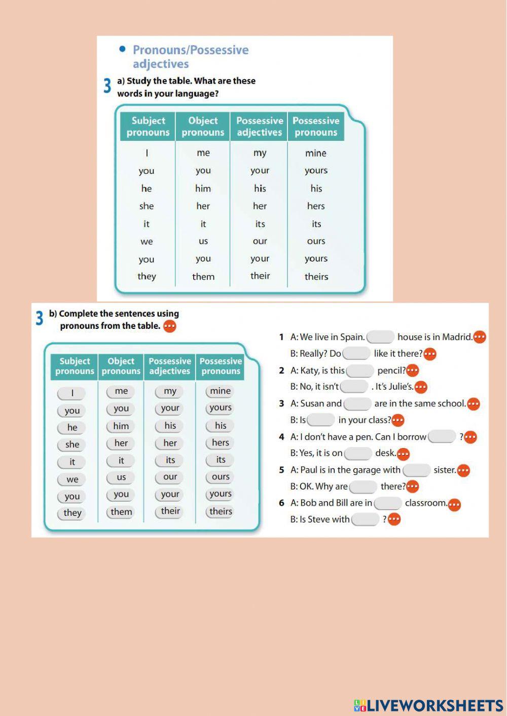 Start online exercise for | Live Worksheets
