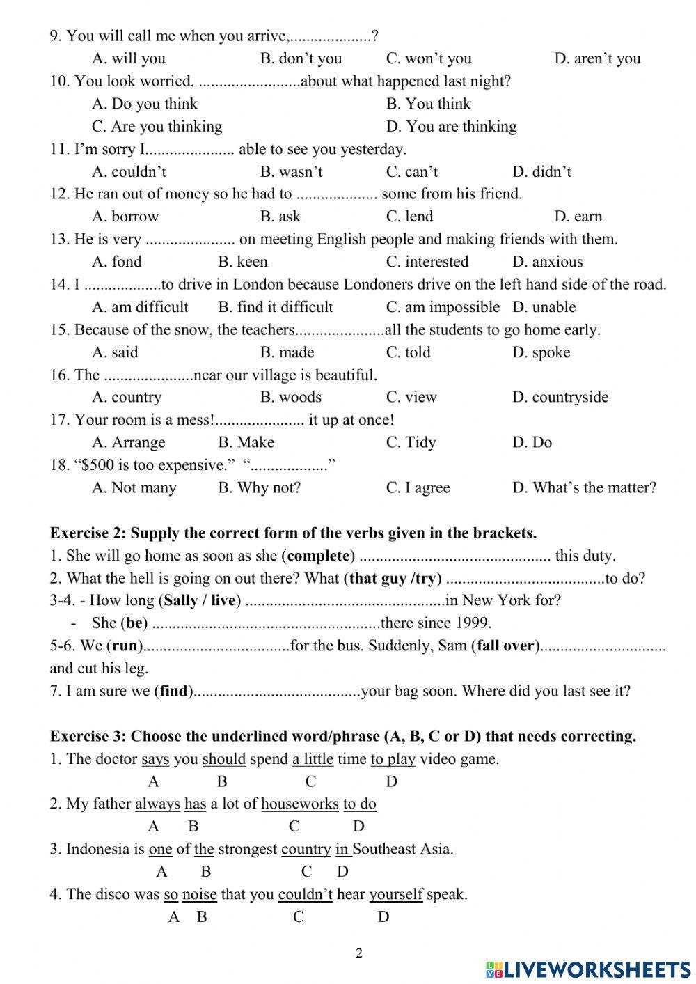 PRACTICE TEST 11 online exercise for | Live Worksheets