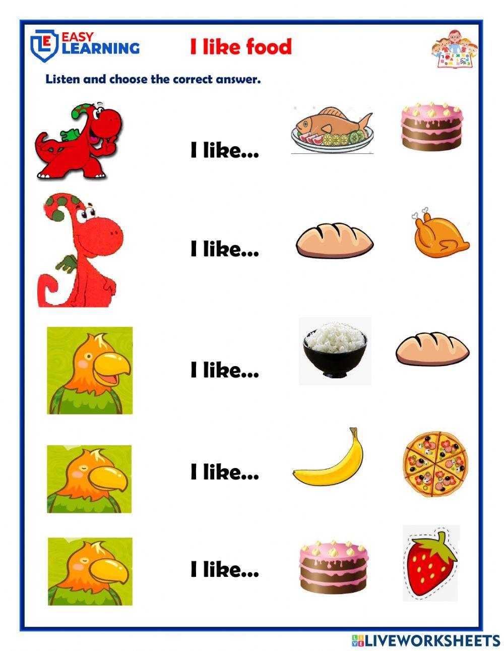 Food online exercise for kINDER | Live Worksheets