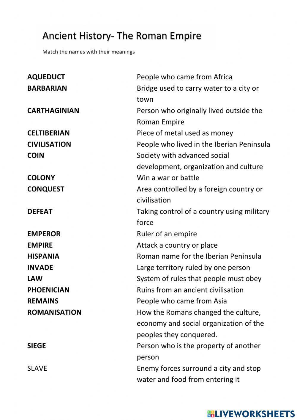 Ancient History Glossary Worksheet Live Worksheets ancient-history-glossary-worksheet-live-worksheets