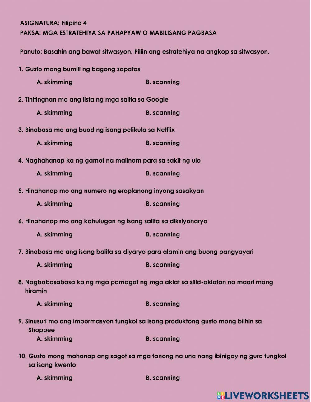 2835397 | Mga Stratehiya sa Pahapyaw o Mabilisang Pagbasa