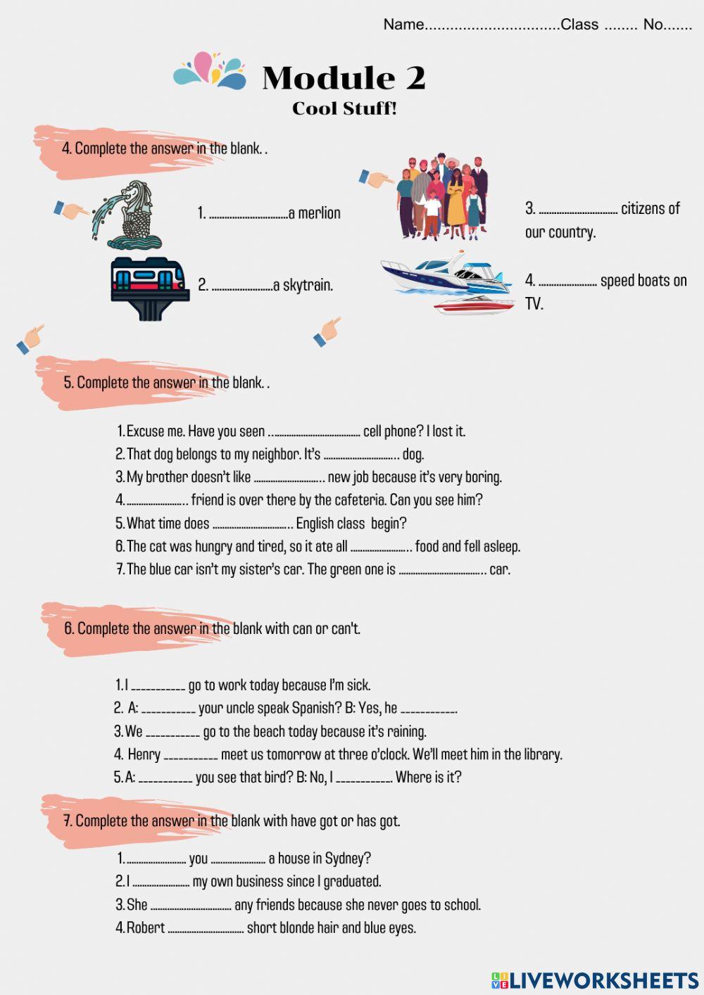 Module2 | noonsnolot | Live Worksheets