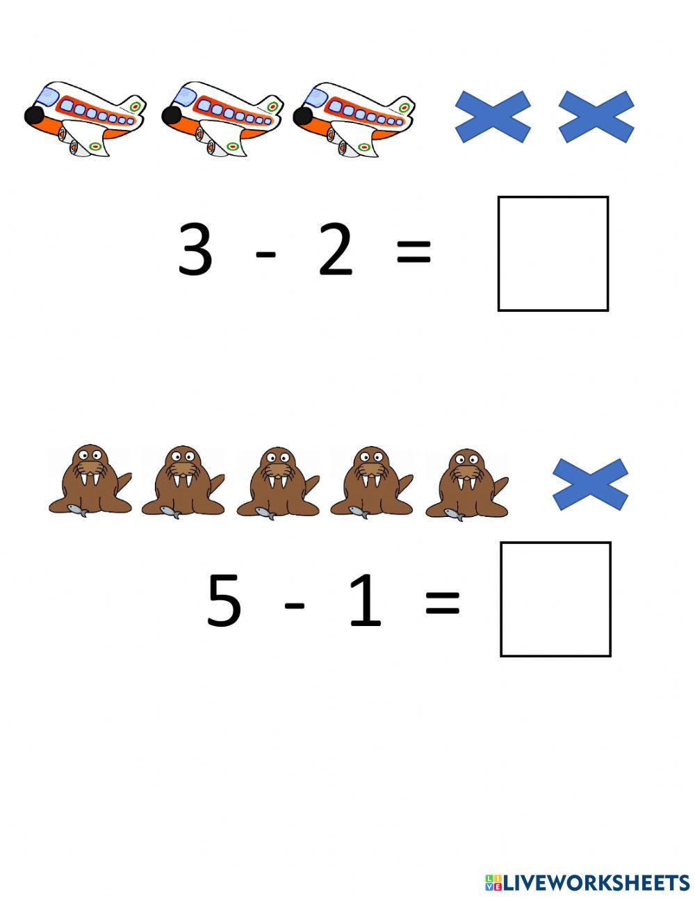 Subtraction to 5 online exercise for | Live Worksheets
