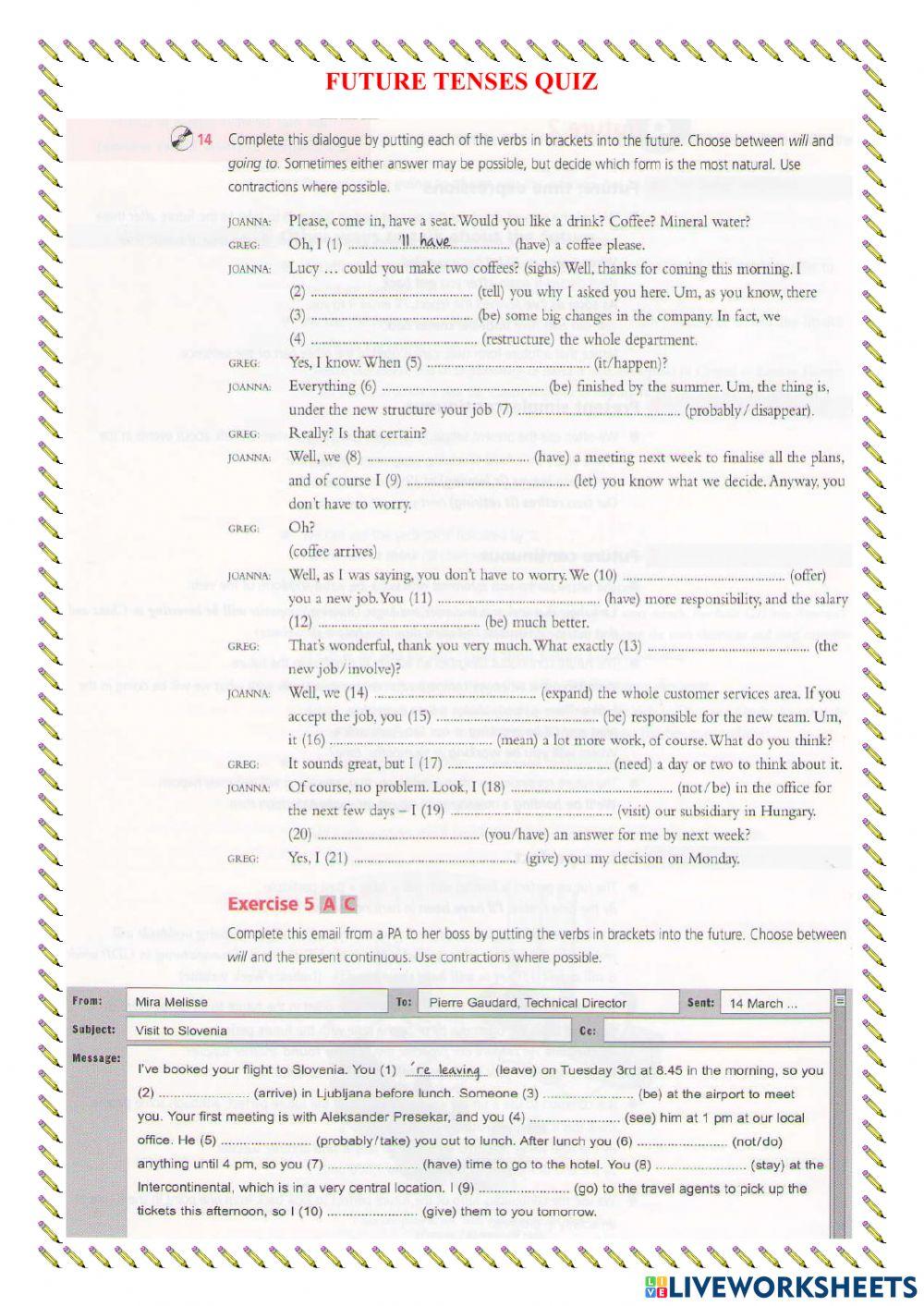 FUTURE TENSES | Free Interactive Worksheets | 5329430