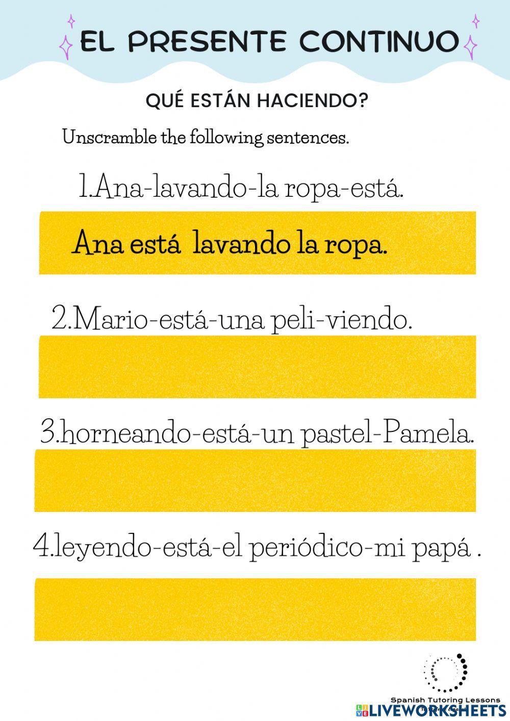 2011240 | Presente continuo en español | sun2846l