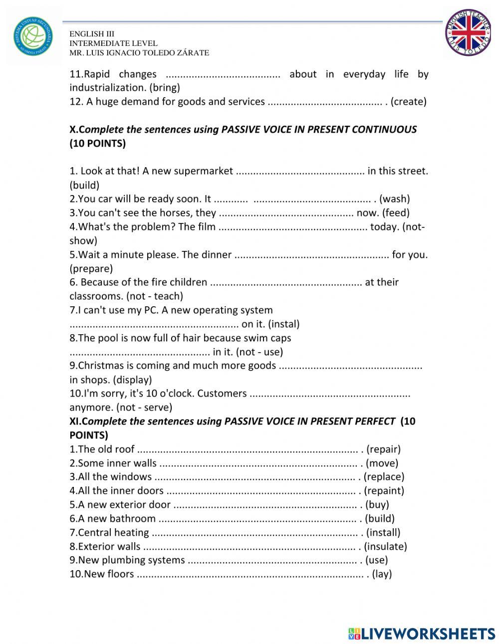 Exam-unit iii-unit iv worksheet | Live Worksheets