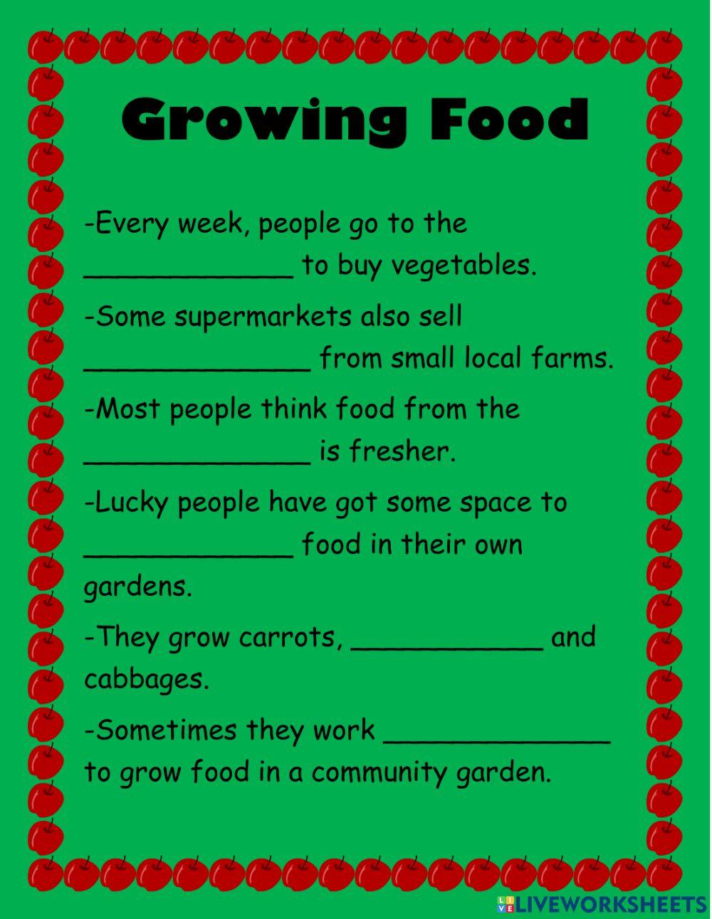 Growing Vegetables worksheet | Live Worksheets