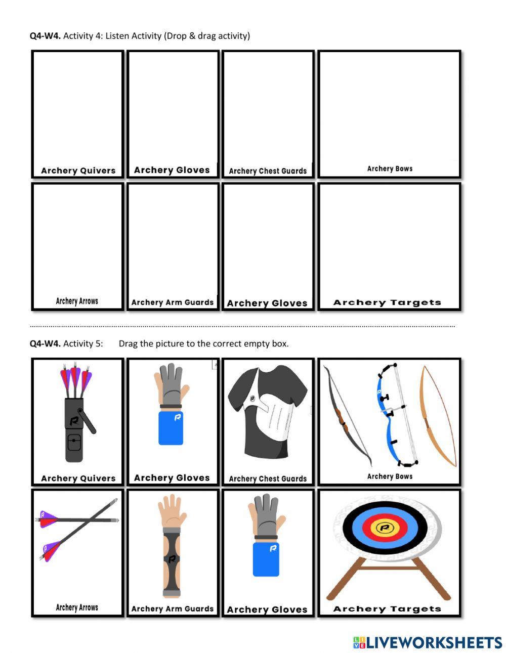 Archery-Listen-Drag & Drop Activity worksheet | Live Worksheets