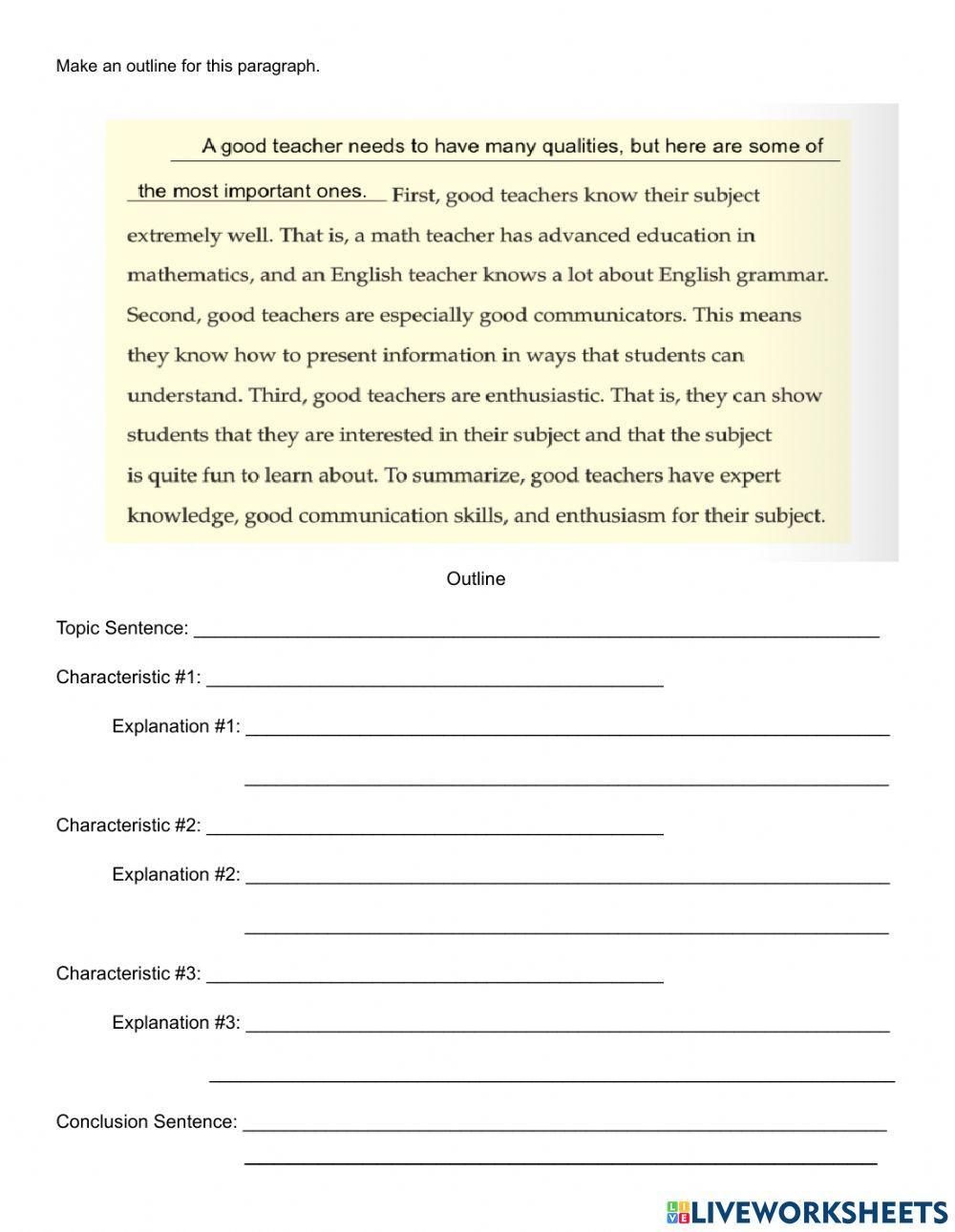 Outline the Par… | Free Interactive Worksheets | 2011711