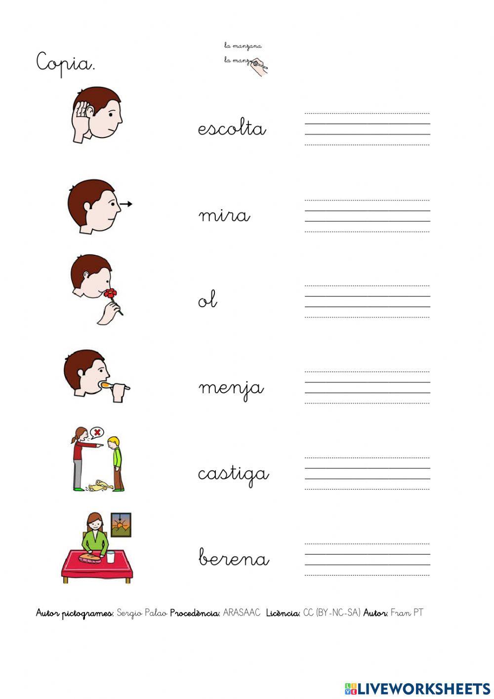 Els verbs online pdf worksheet | Live Worksheets