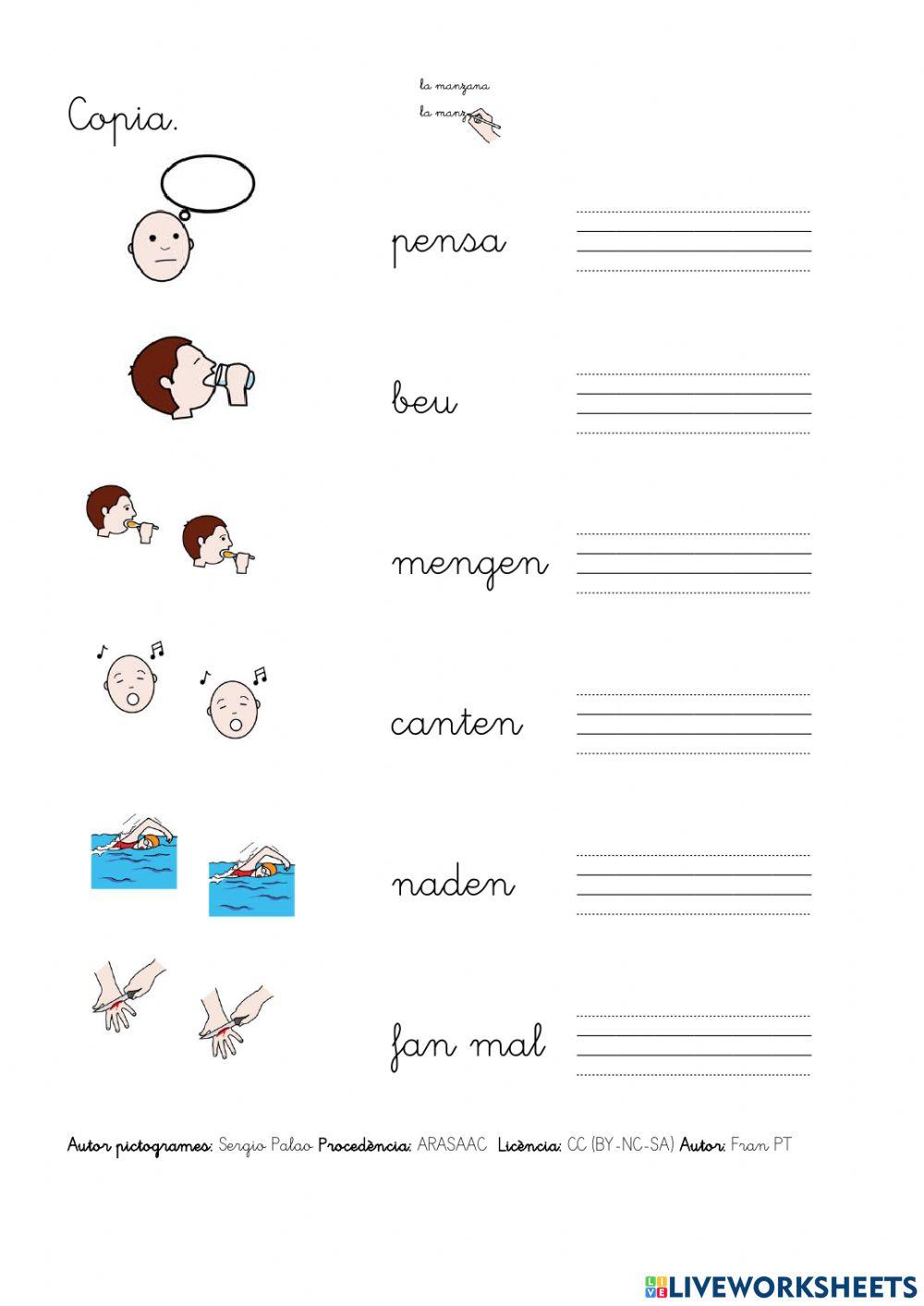 Els verbs online pdf worksheet | Live Worksheets