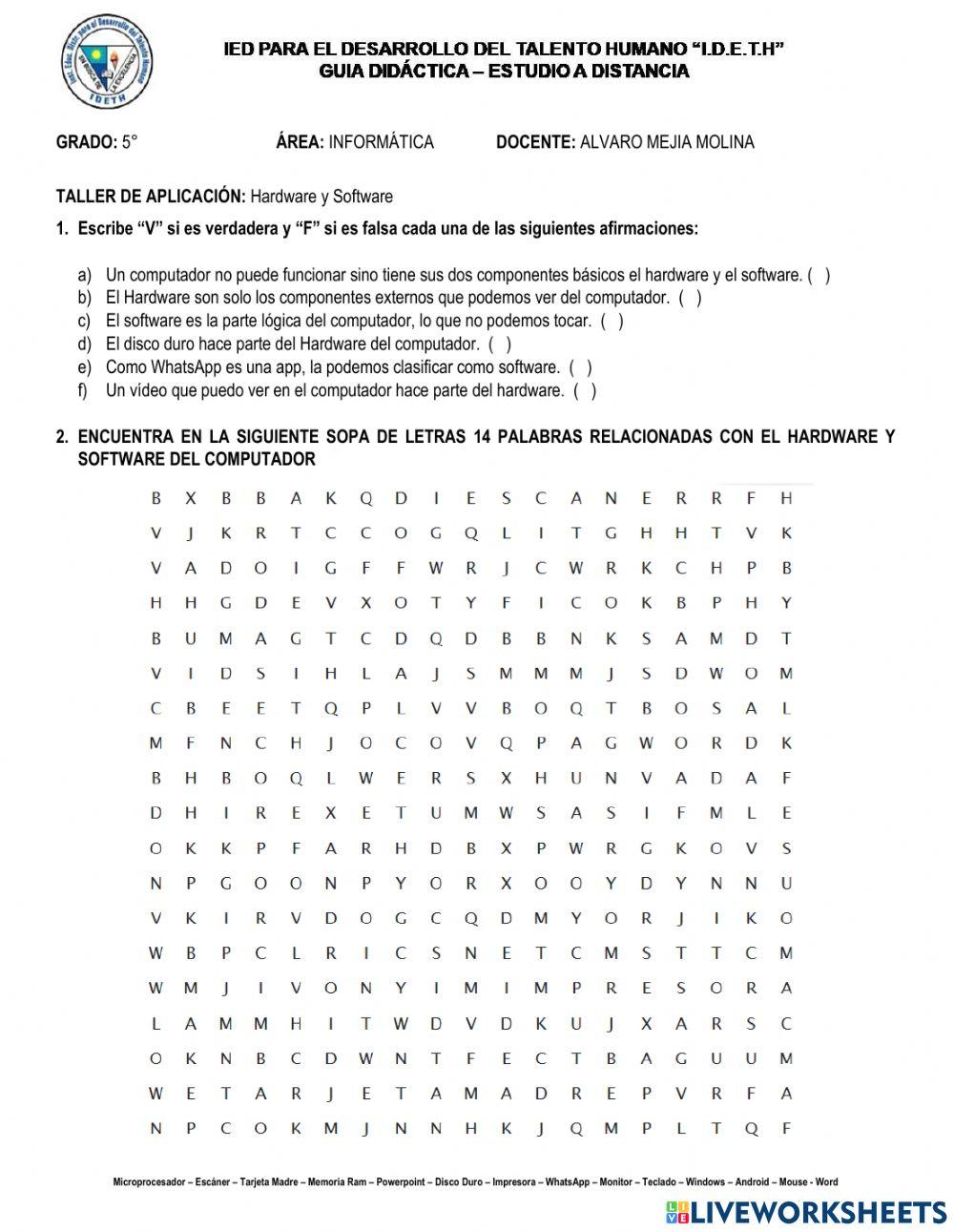 Hardware y Soft… | Free Interactive Worksheets | 5329627