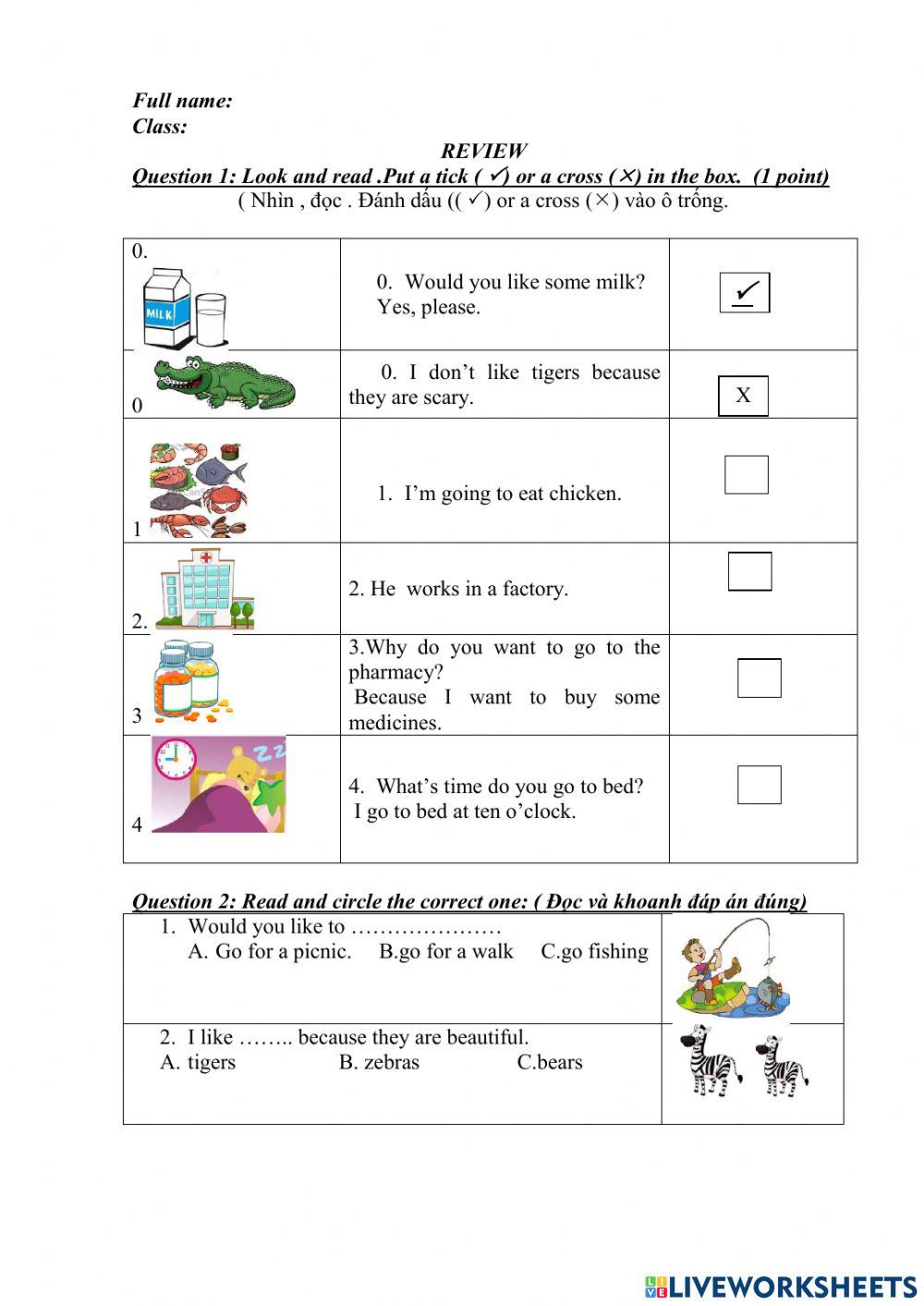 Review online exercise for 4 | Live Worksheets