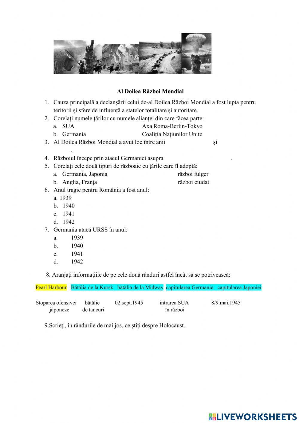 WW2 online exercise for | Live Worksheets