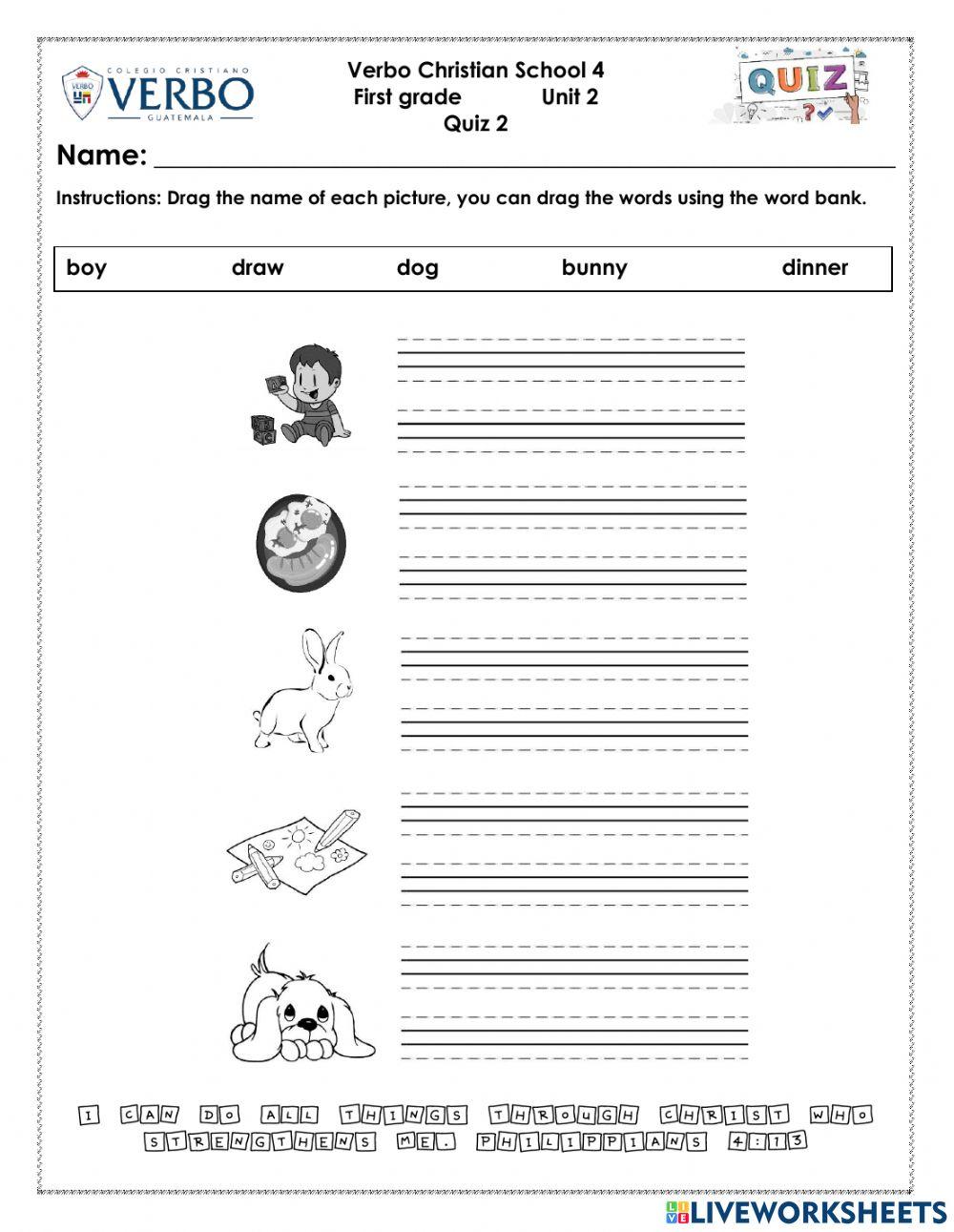 First quiz 2 worksheet | Live Worksheets