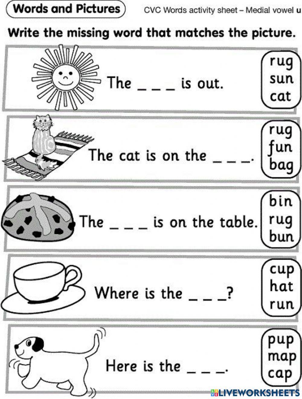 CVC words | Free Interactive Worksheets | 7148100