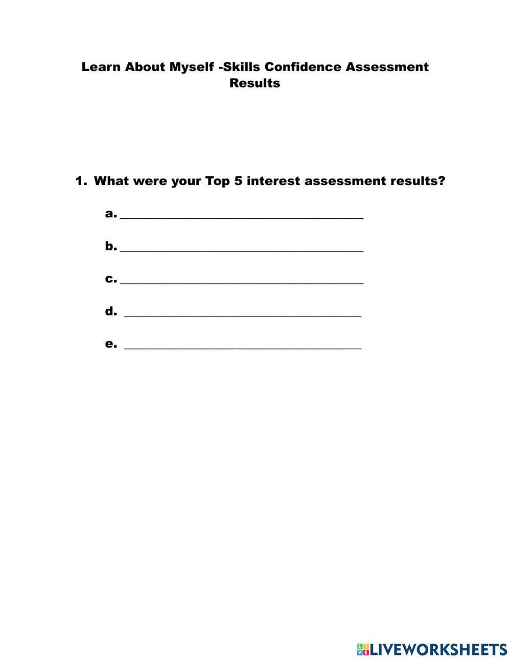 Career Interest Assessment Top 5 Choices 2613 | April