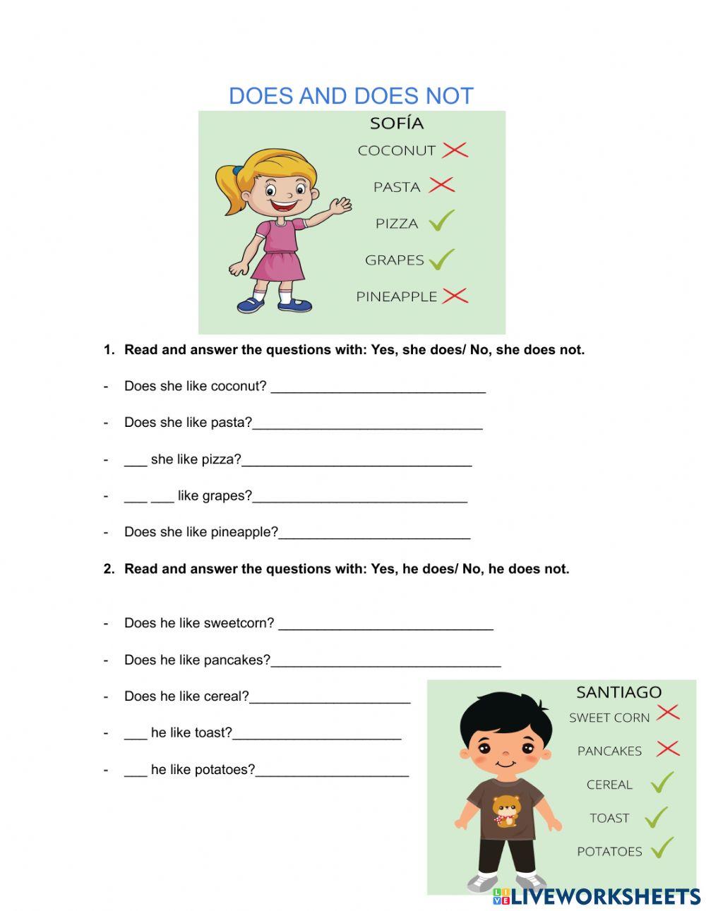 Does and Does n… | Free Interactive Worksheets | 2012916