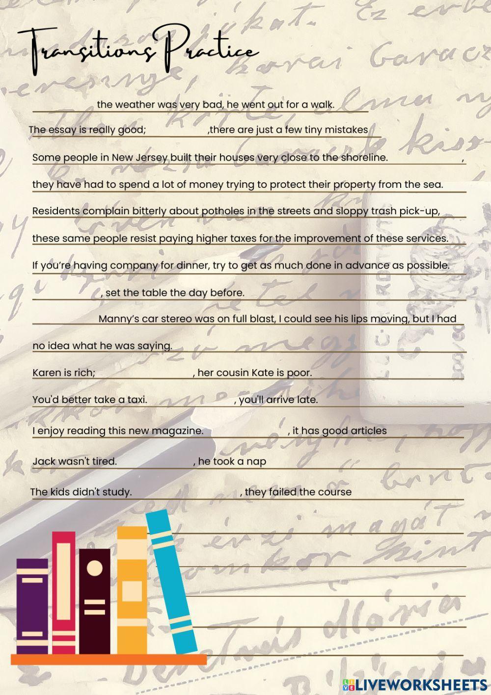 Transitions | Free Interactive Worksheets | 2013411