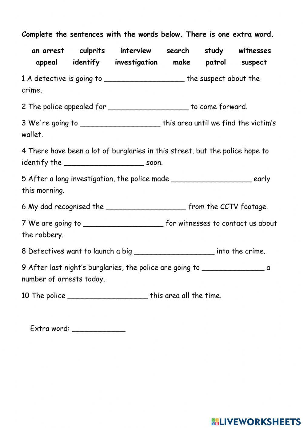 Crimes and Crim… | Free Interactive Worksheets | 2013487