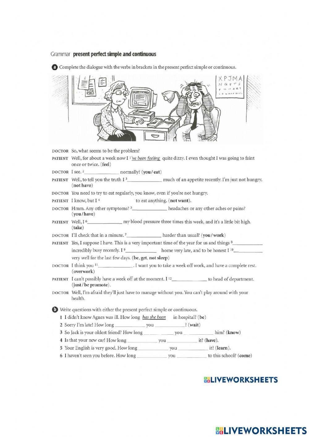Present Perfect tenses online worksheet | Live Worksheets