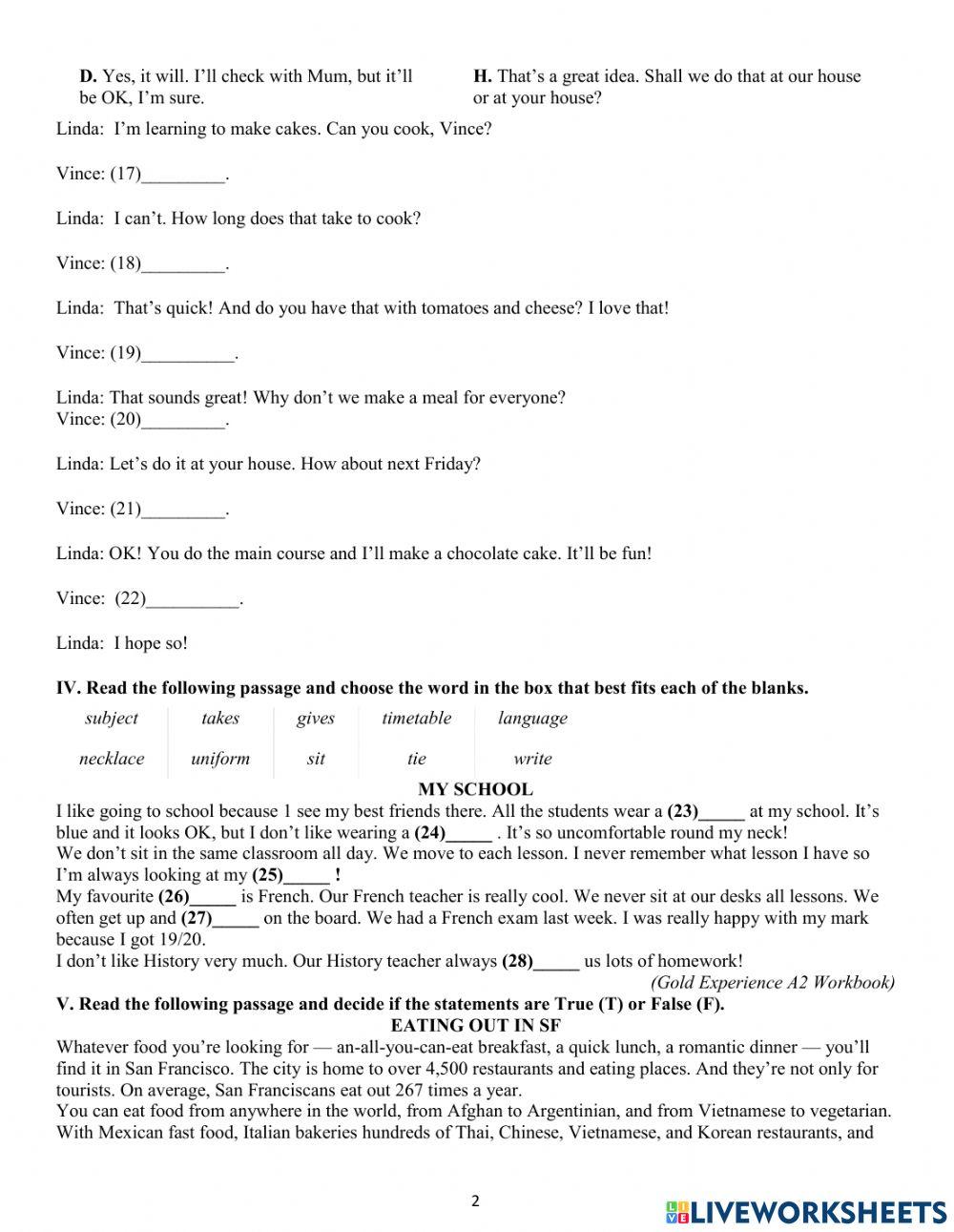 HW-PRACTICE 2 online exercise for | Live Worksheets