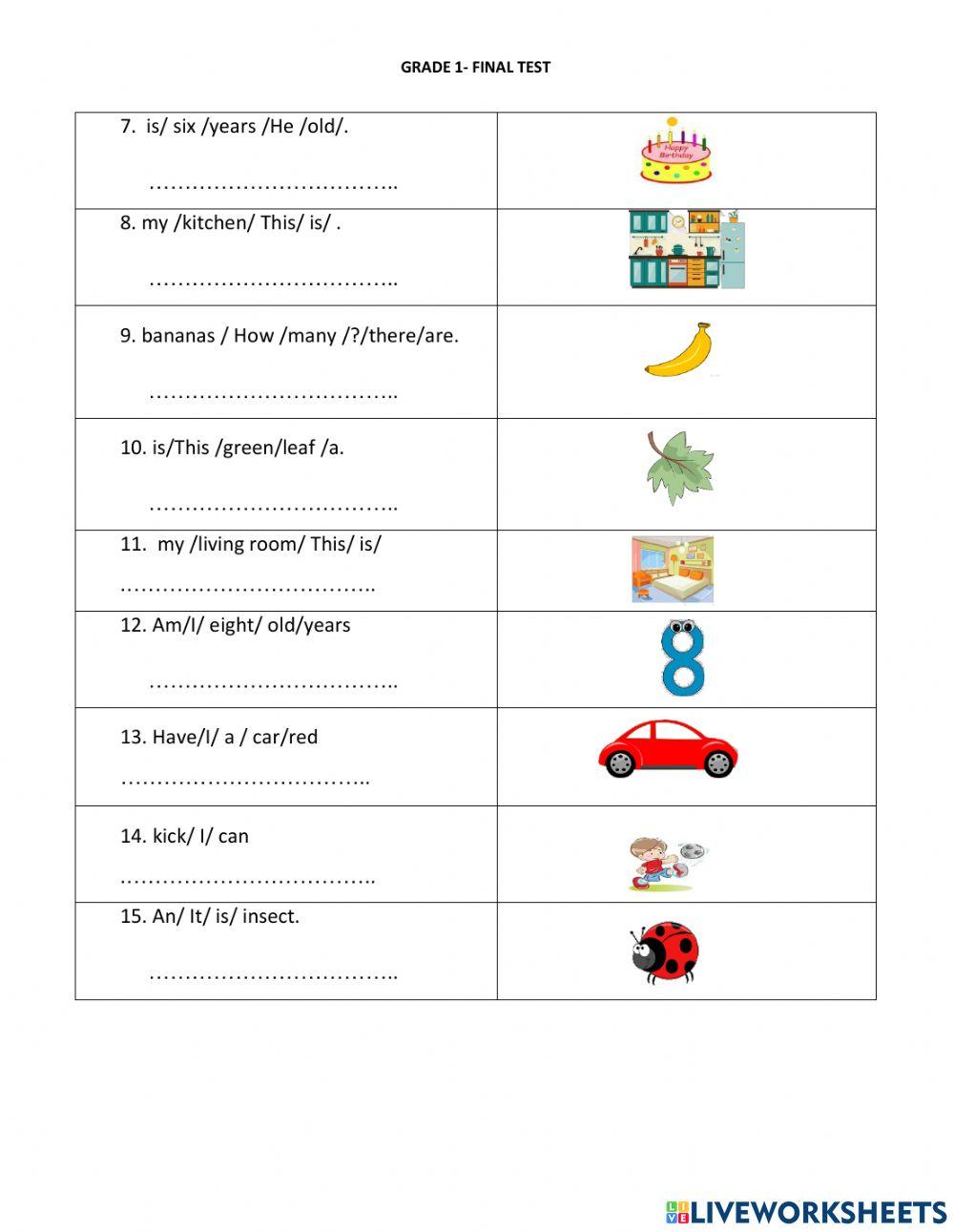 English 1 free activity | Live Worksheets