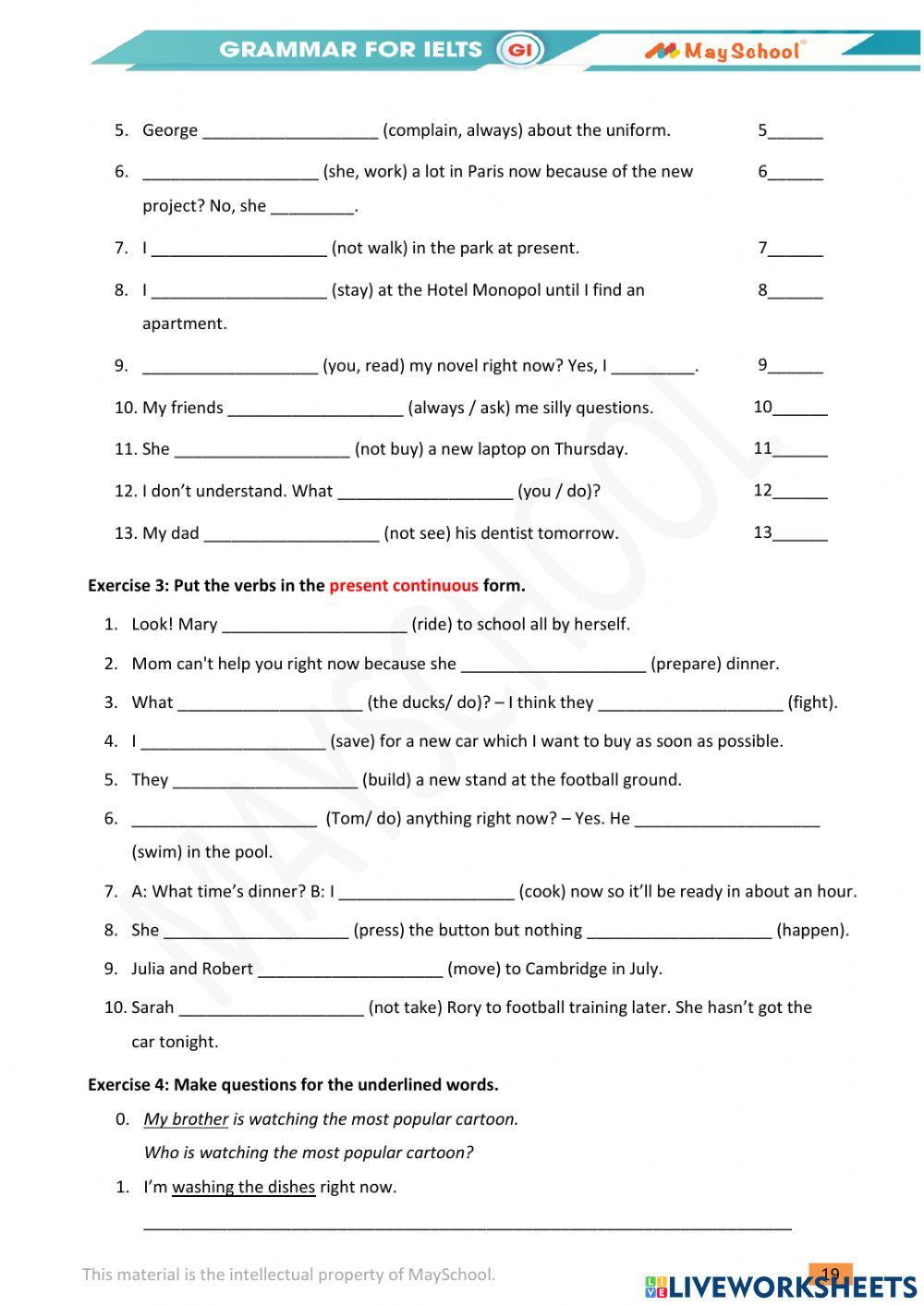 GI-Gram-L4-Present Continuous (2) online exercise for | Live Worksheets