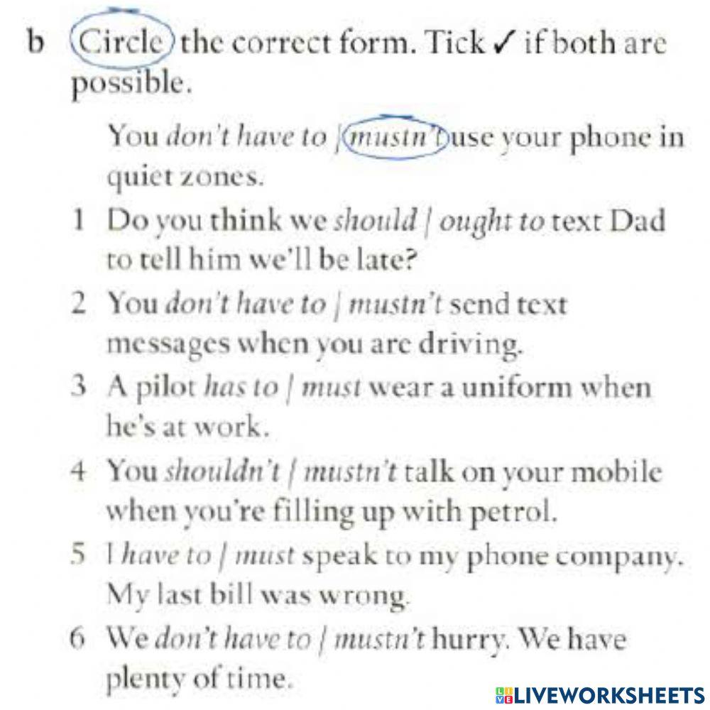 Modals online exercise for intermediate | Live Worksheets