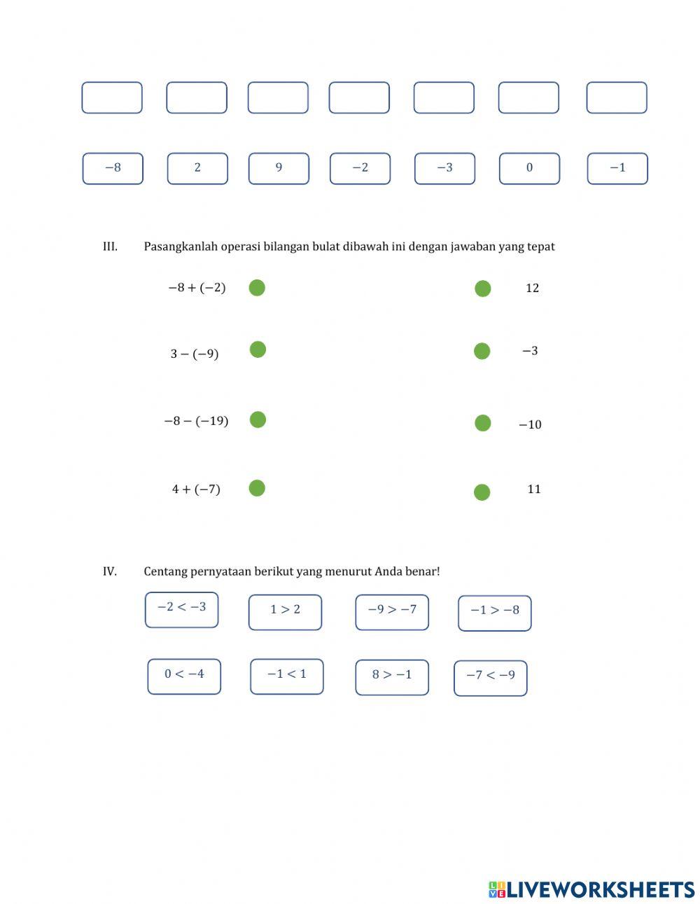 Bilangan worksheet for 7 | Live Worksheets