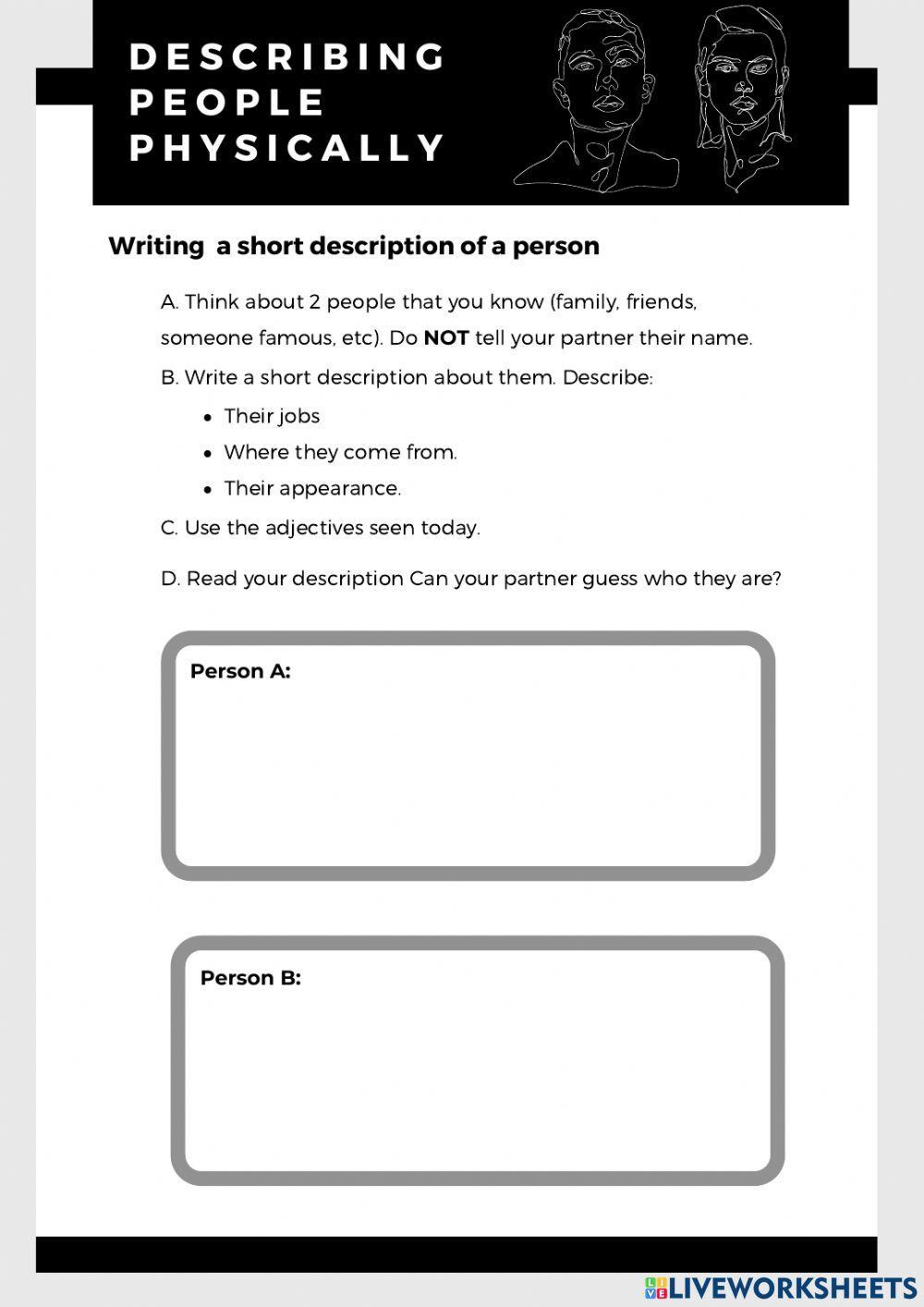 Describing someone's appearance worksheet | Live Worksheets